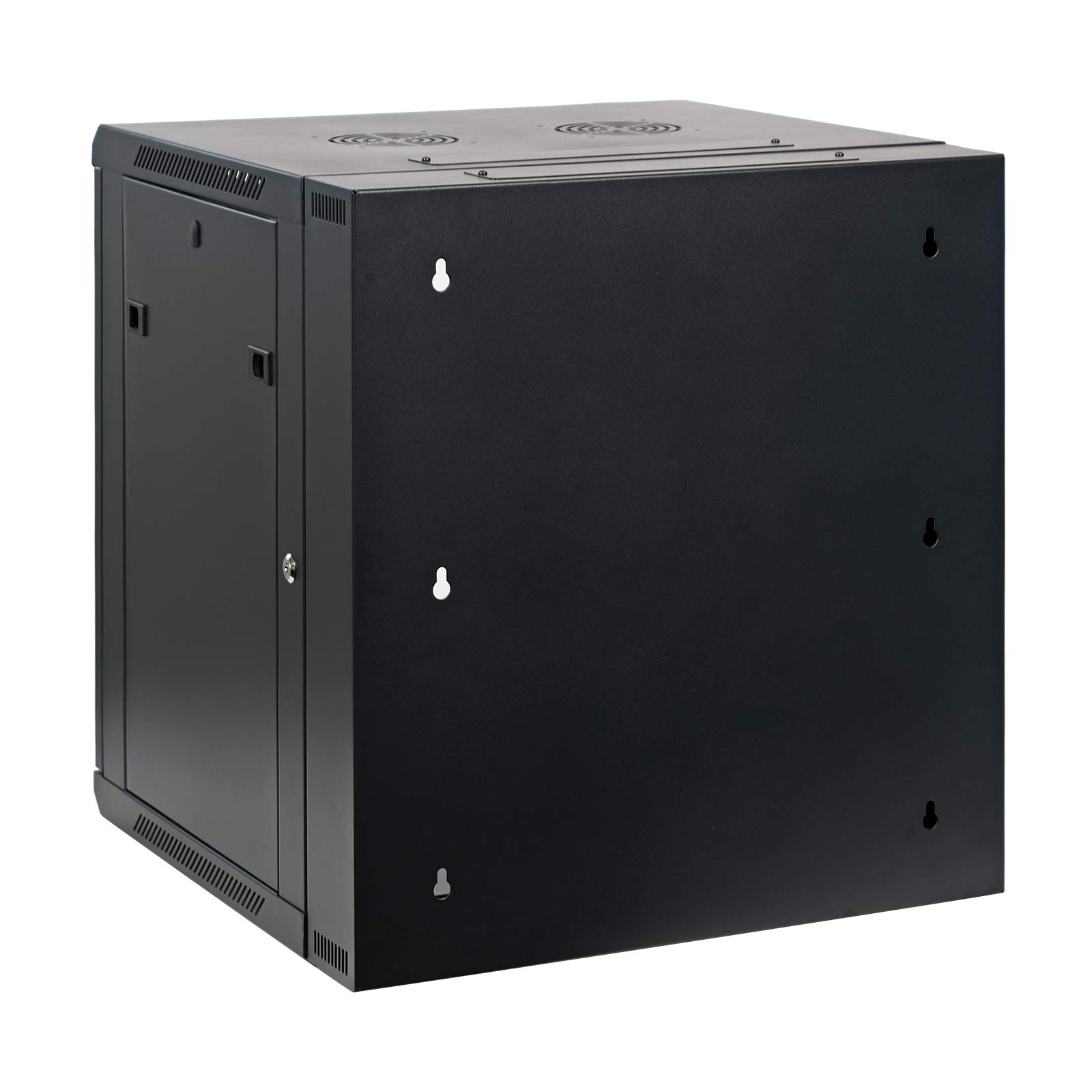 Aeons 12U Signature Double Section Wall Mount 19-inch Networking IT Cabinet Enclosure Hinged Swing Out 24-inch Depth Glass Door (Fully Assembled)
