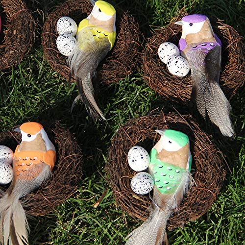 Asekonc 4PCS Easter Birds Nest Decorating, Rattan Nest for Crafts Home Party Decor Party, Wedding Patio Garden Succulent Planter Moss Landscape DIY Terrarium(5.9Inch)
