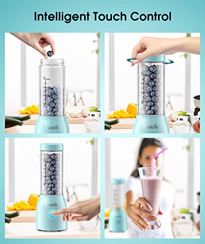 Facelle Smoothie Blender, 400W Powerful Personal Blender, 17Oz Personal Size Blender with 4 Sharp Stainless Steel Blades, Smart Switch Portable Blender for Shakes Frozen Drinks Smoothies Food Juices