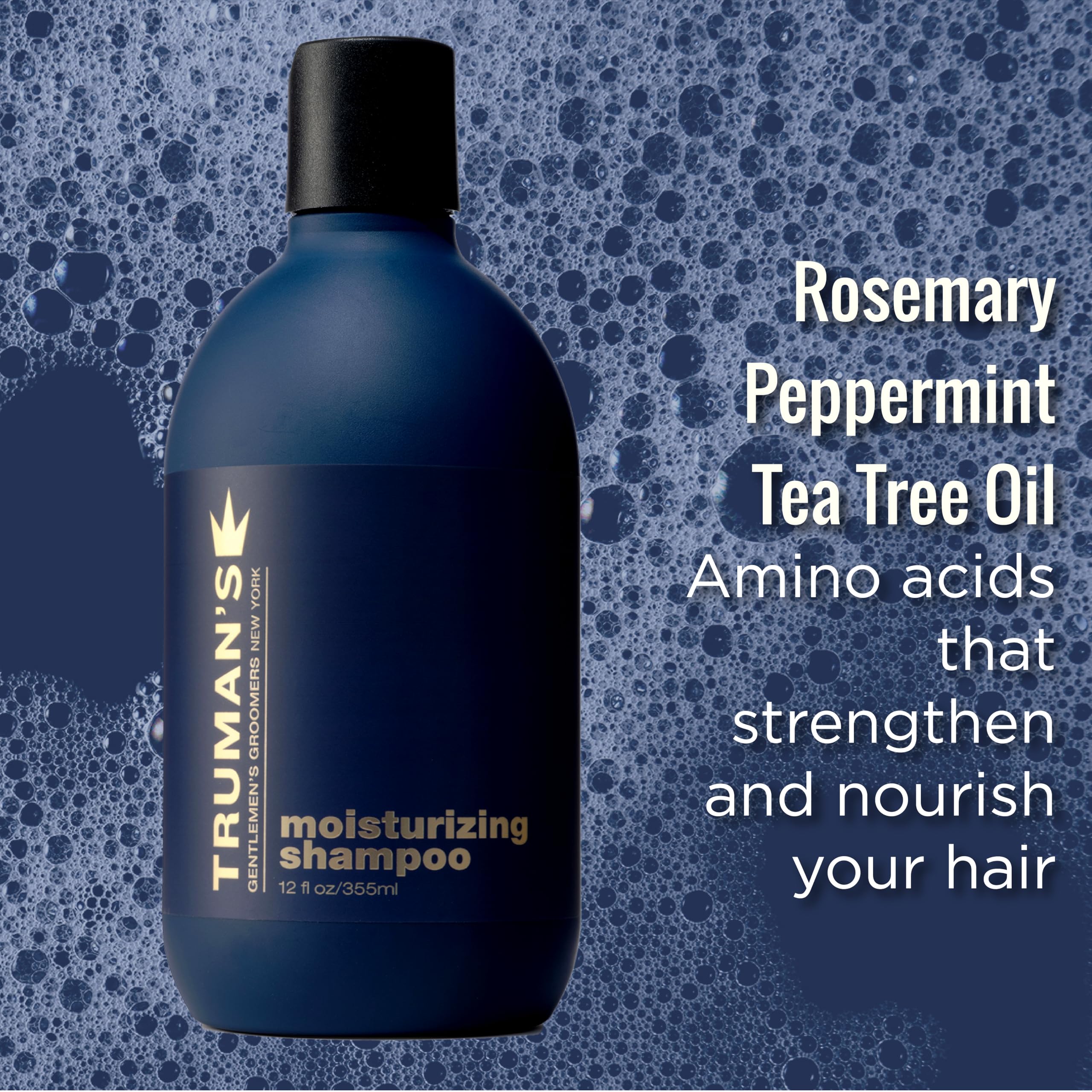 Truman's Gentlemen's Groomers Mousturizing Shampoo - Soothing Peppermint Scent - Long Lasting Daily Use Shampoo - 12oz