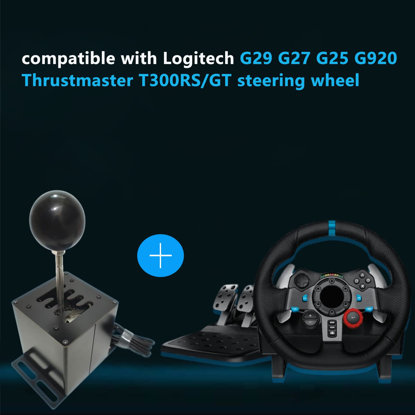 GSTP PC USB Simulator Shifter Compatible with G29 G27 G25 G920 T300RS/GT Steering Wheel Sequential H Gear Shifter Compatible with ATS ETS Dust WRC Sim Racing Games 7+R Black