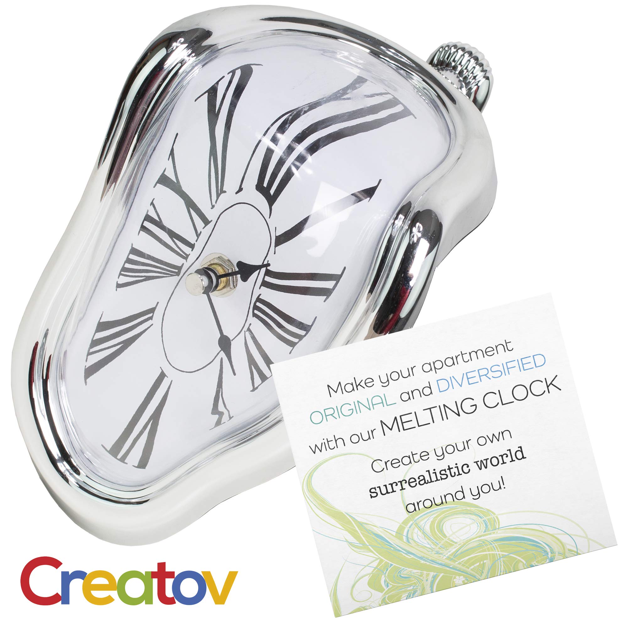 Creatov Decorative Dali Watch Melting Clock - Surrealistic Table Shelf Desk Fashion Melted Clock Salvador Dali Inspired Funny Home Decor Office Best Birthday Gift Idea