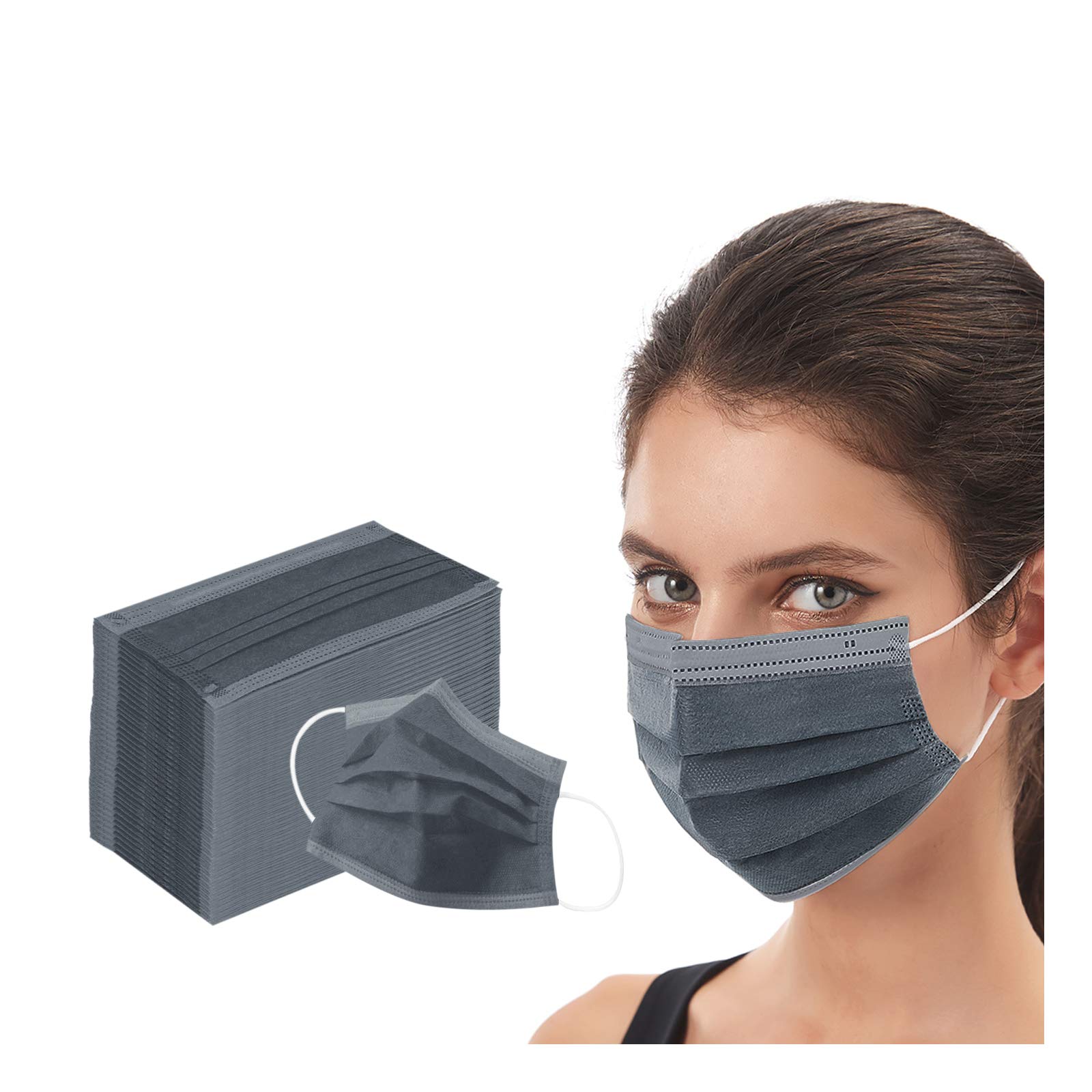 ApePal 50PCS 3-ply Disposable Face Masks with Elastic Earloop Mouth Cover Breathable Masks for Adult,Grey