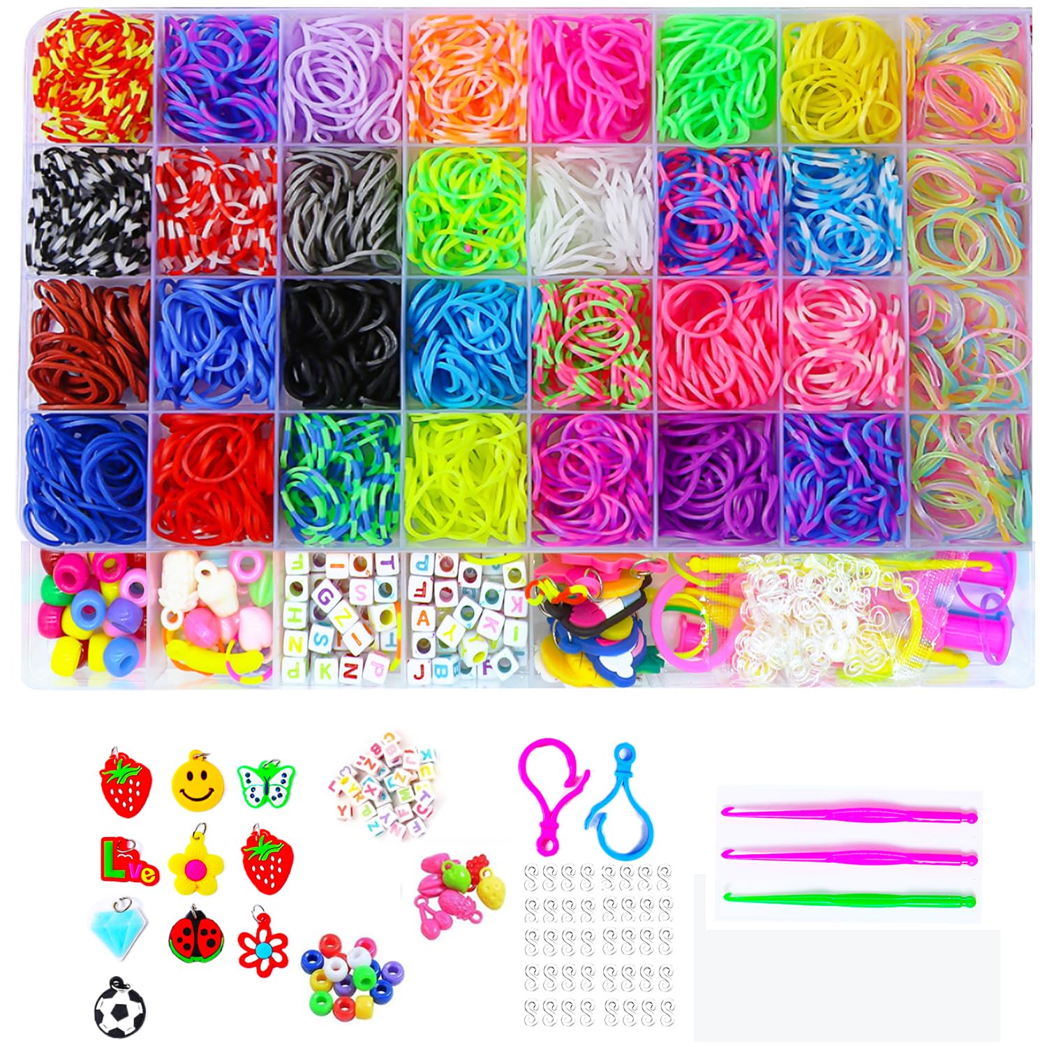 YUSLROB 2500+ Rubber Band Loom Bracelet Kit,Loom Bracelet Making kit,Best Gifts for Birthday and Christmas with, Rubber Band Refill Kit for