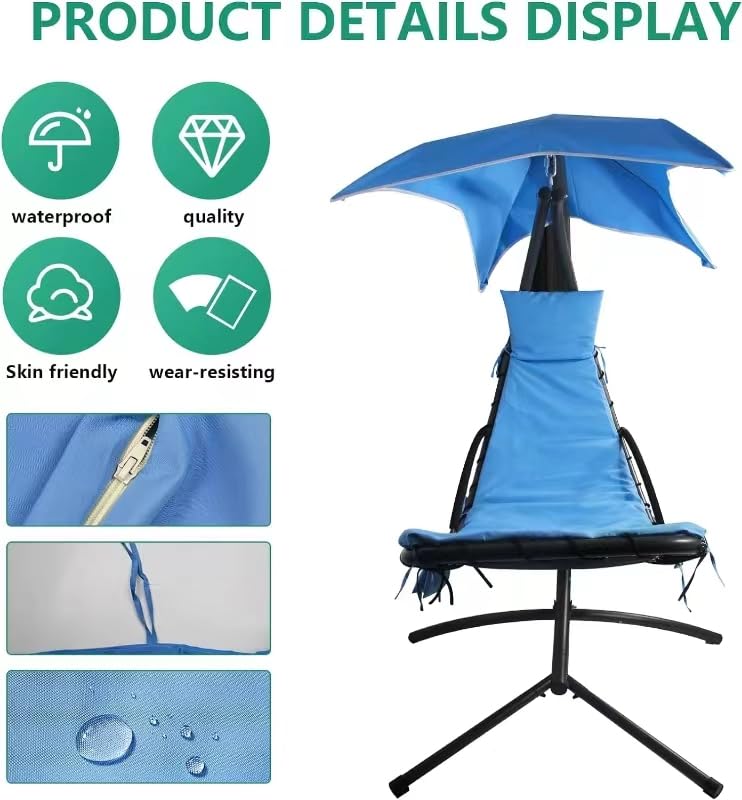 BASANOB Outdoor Hanging Lounge Chair Replacement Cushion Cover and Umbrella Fabric, Patio Curved Chaise Hammock Floating Swing Chair Pads (Cushion Not Included) (Coffee)