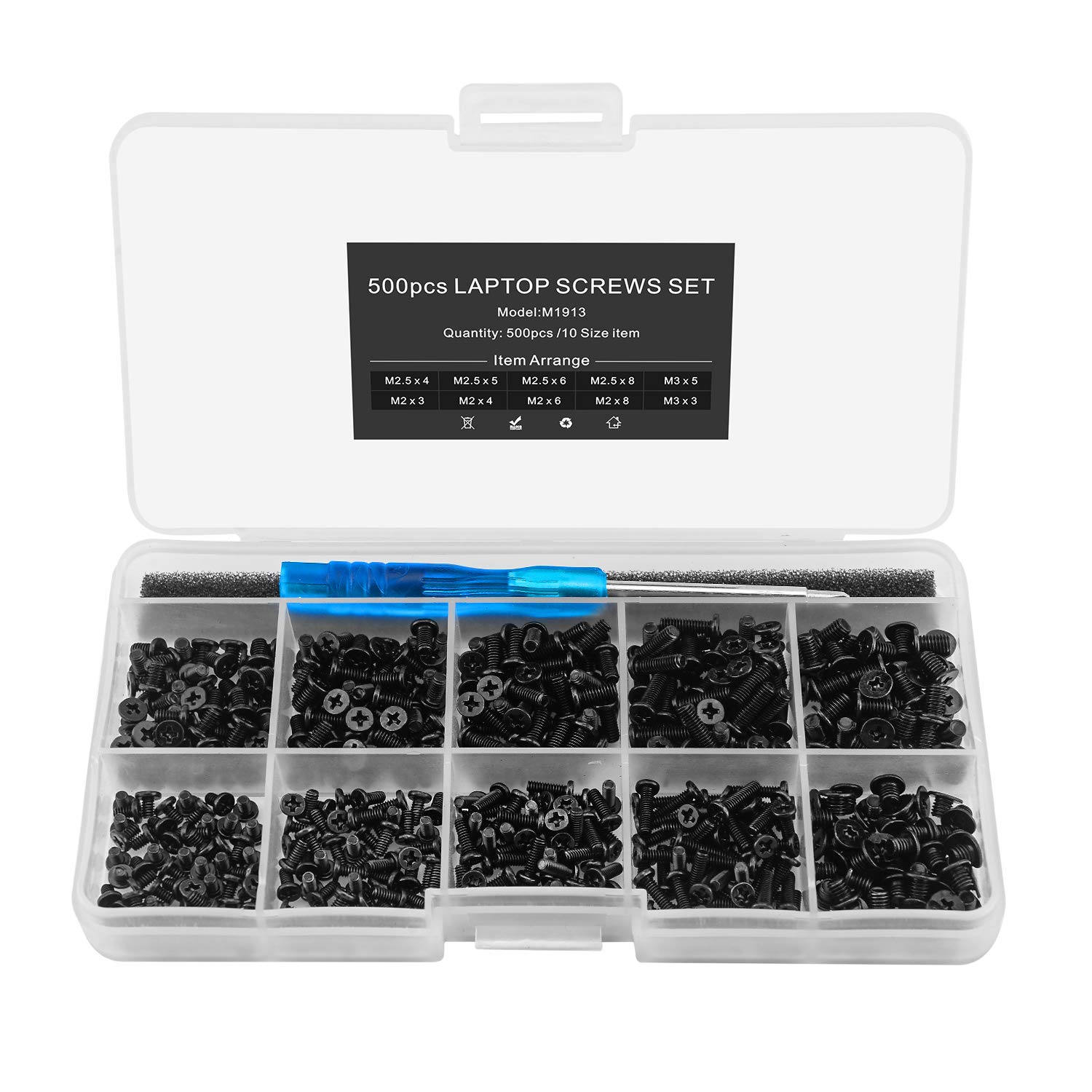 Mcsher 500pcs Laptop Notebook Screws Set for IBM HP Dell Lenovo Samsung Sony Toshiba Acer Gateway Screw Assortment Kit – with Screwdriver