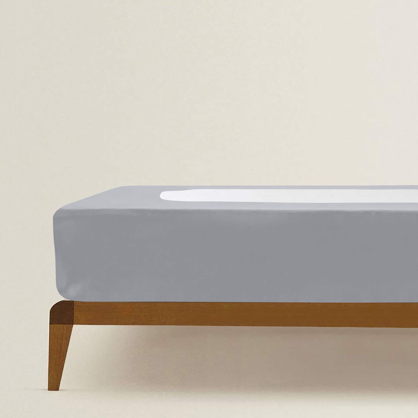 Box Spring Cover Queen Size, Elastic Fabric Wrap Around 4 Sides Bed Skirt, Ultra Soft & Wrinkle Free, Sleek Alternative Replacing Bedskirts for Hotel/Home, Fits Box Springs up to 10", Silver