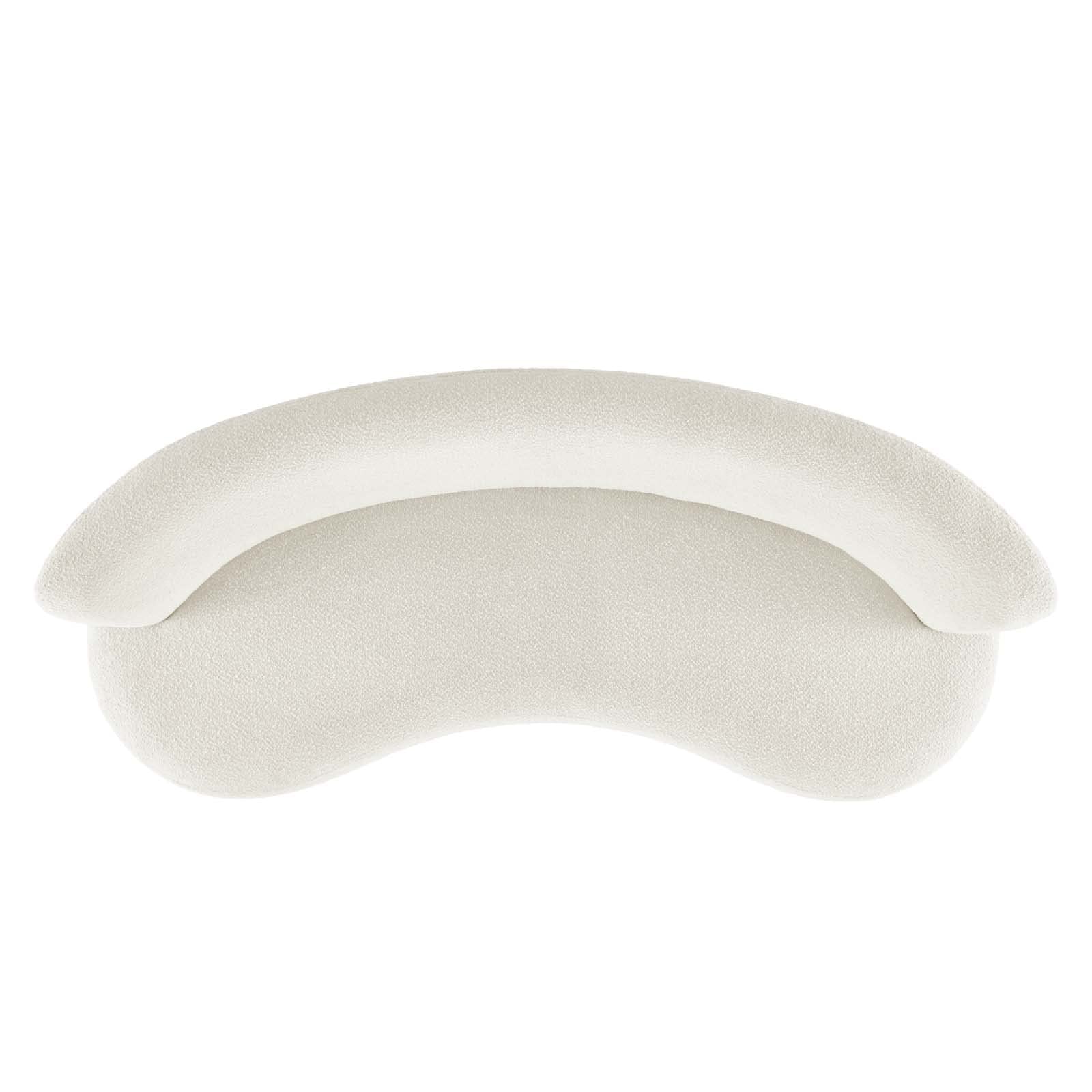 Modway Kindred Boucle Upholstered Curved Sofa with Black Base in Ivory