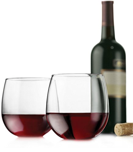 Circleware Downtown Stemless Wine Lead-Free Glass Cups for Bar, Water, Juice, Whiskey & Beverage Drinks, 4 Count (Pack of 1), Clear