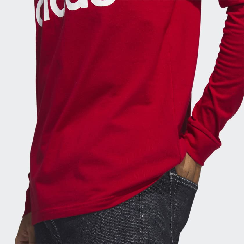 adidas Amplifier Long Sleeve Badge of Sport Tee Men's, Red, Size L
