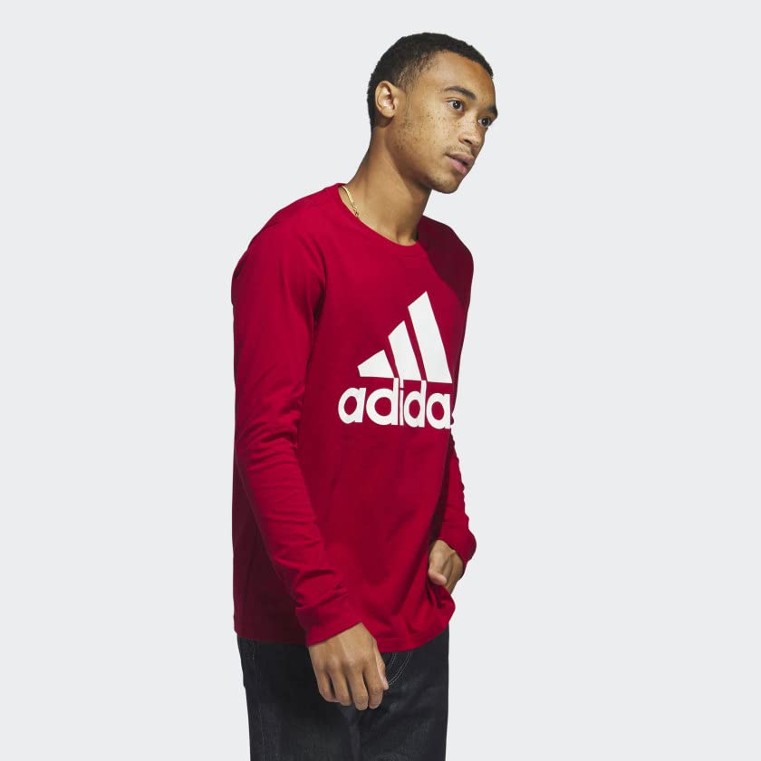 adidas Amplifier Long Sleeve Badge of Sport Tee Men's, Red, Size XL