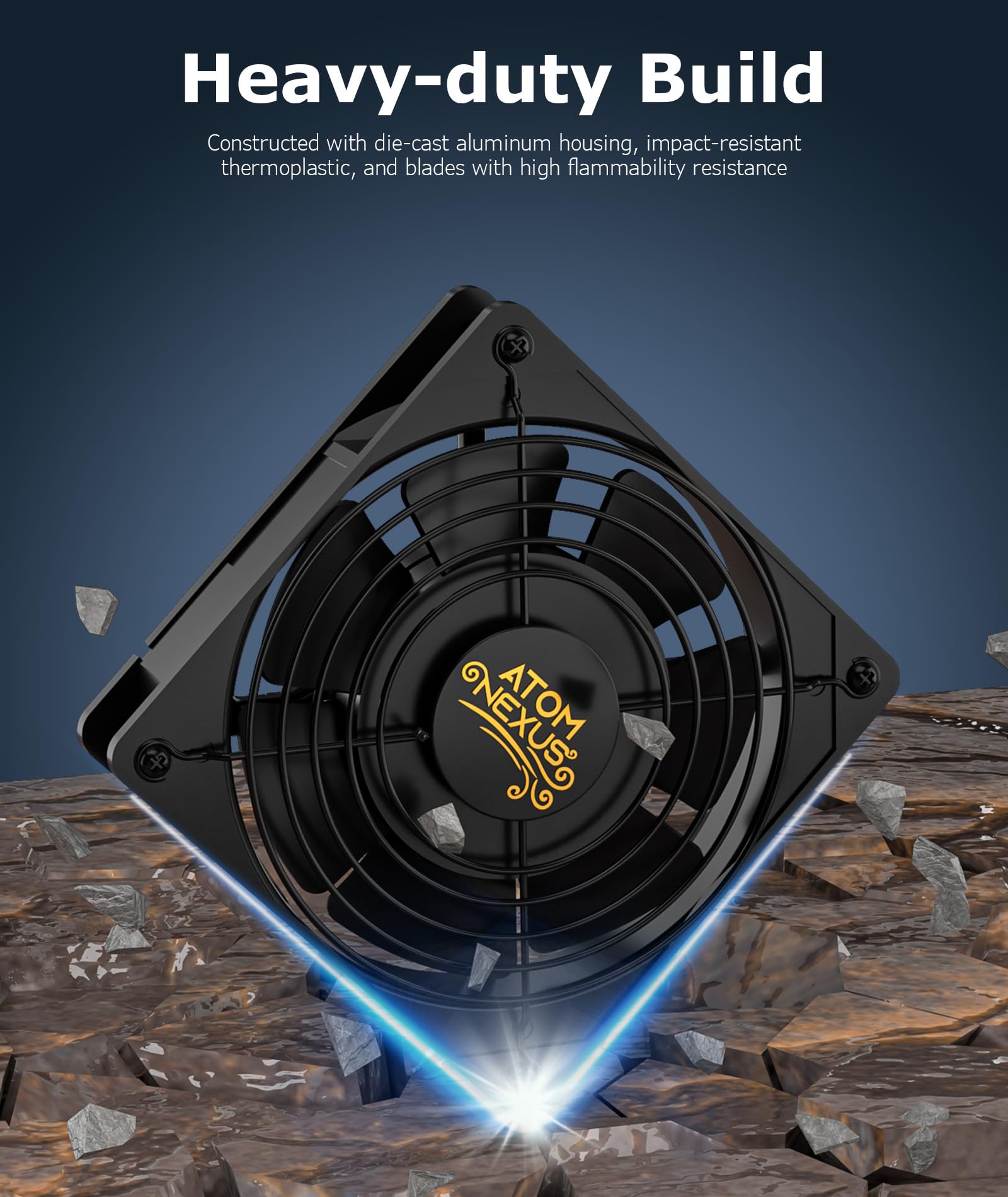ATOM NEXUS AC Axial Fan AN1225, 120V Computer Fan with AC Plug, Quiet Muffin Fan, 120mm x 25mm Computer Cooling Fan for DIY Cooling Ventilation Exhaust Projects