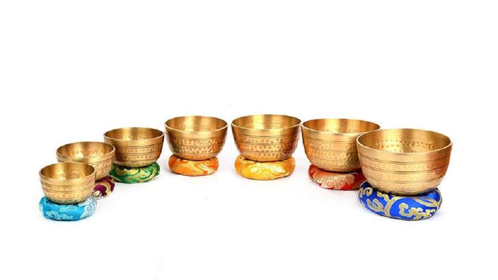 Chakra Healing Tibetan Bronze Singing Bowl 7 Sets of Meditation Bowls From Nepal