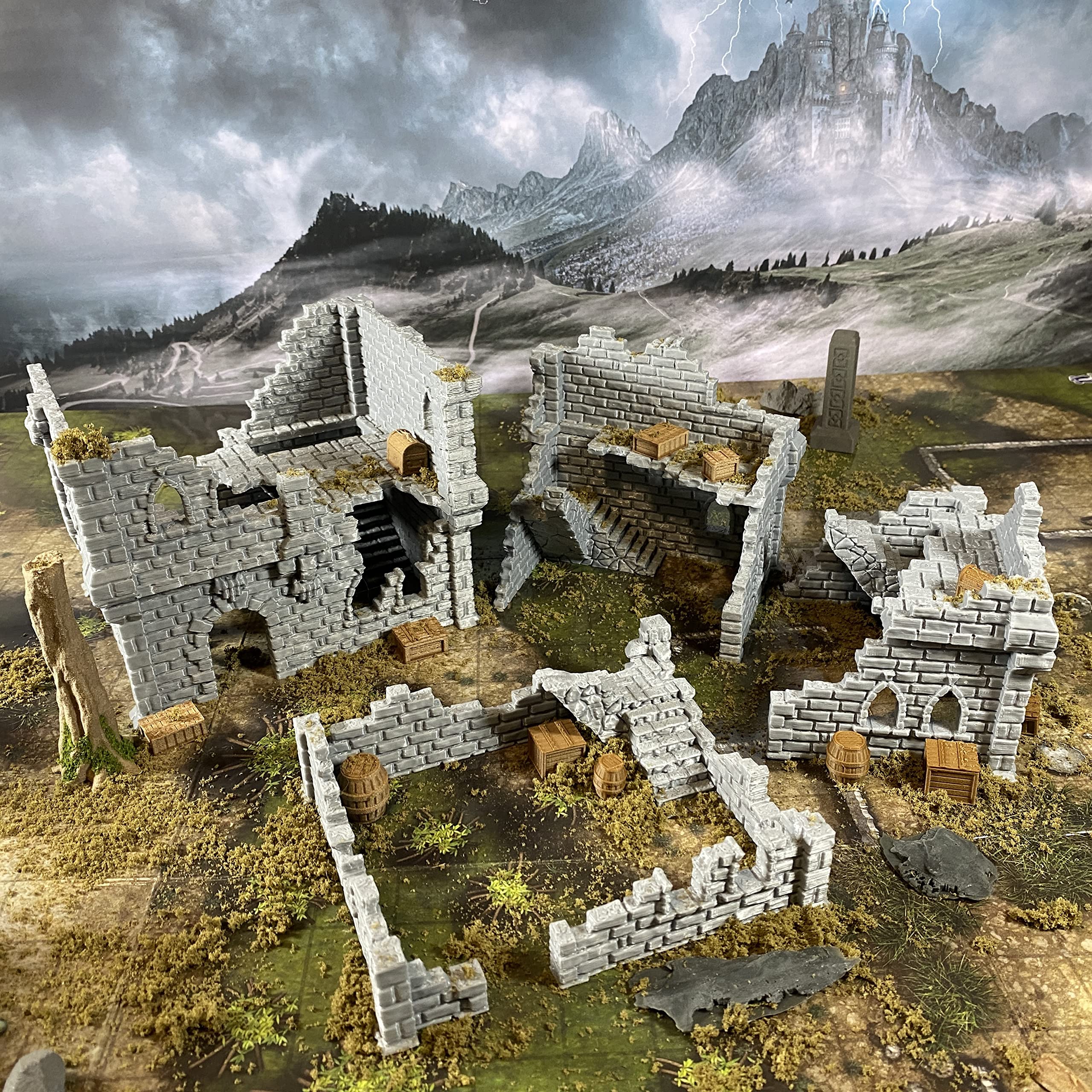 Extruded Gaming Building Ruins Set 2A