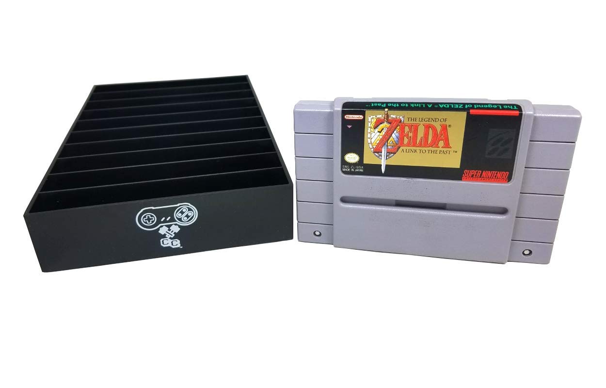 Collector Craft Black Game Organizer Compatible with Nintendo SNES Cartridge, Dust Cover, Cartridge Holder, Super Nintendo Entertainment System