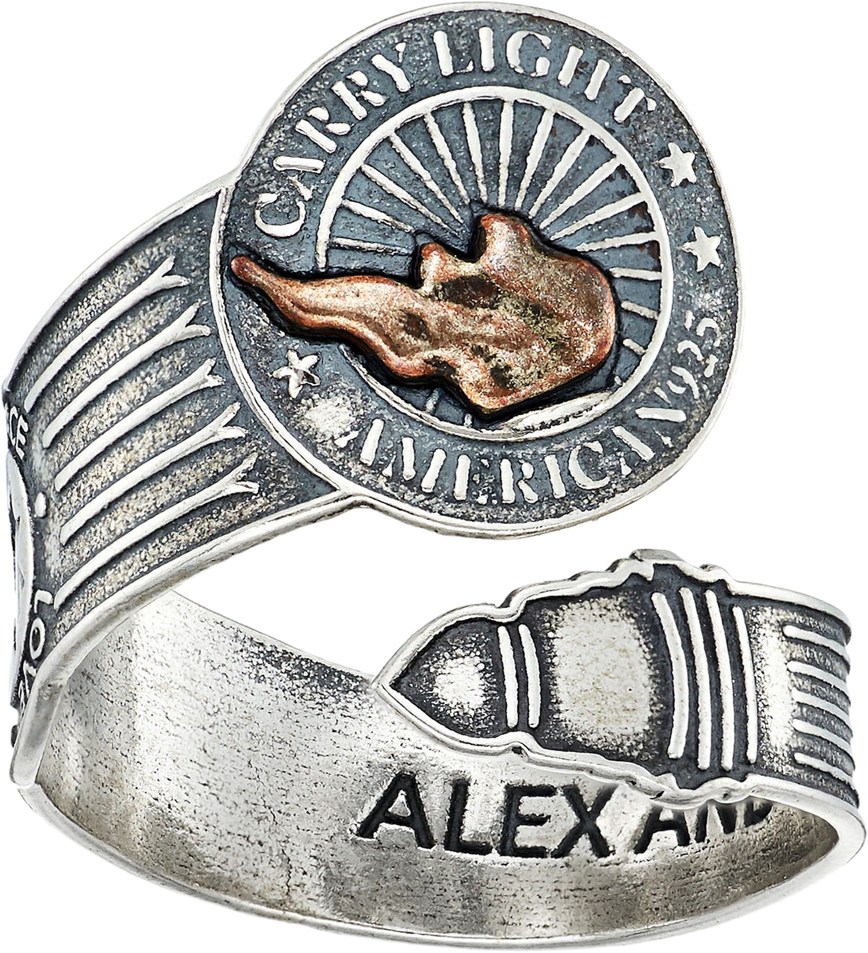 Alex and Ani Women's Liberty Copper Carry Light¿ Spoon Ring Sterling Silver One Size