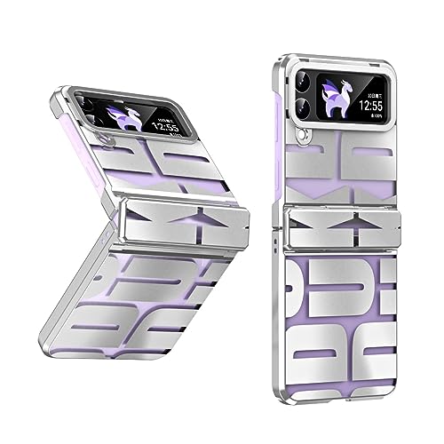 Cell Phone Case Ultra-Thin Lightweight Case Compatible with Samsung Galaxy Z Flip 4 with Hinge+Camera Lens Protector Shockproof Full Protective Rugged Cover (Electroplating) with Hard Protective Body