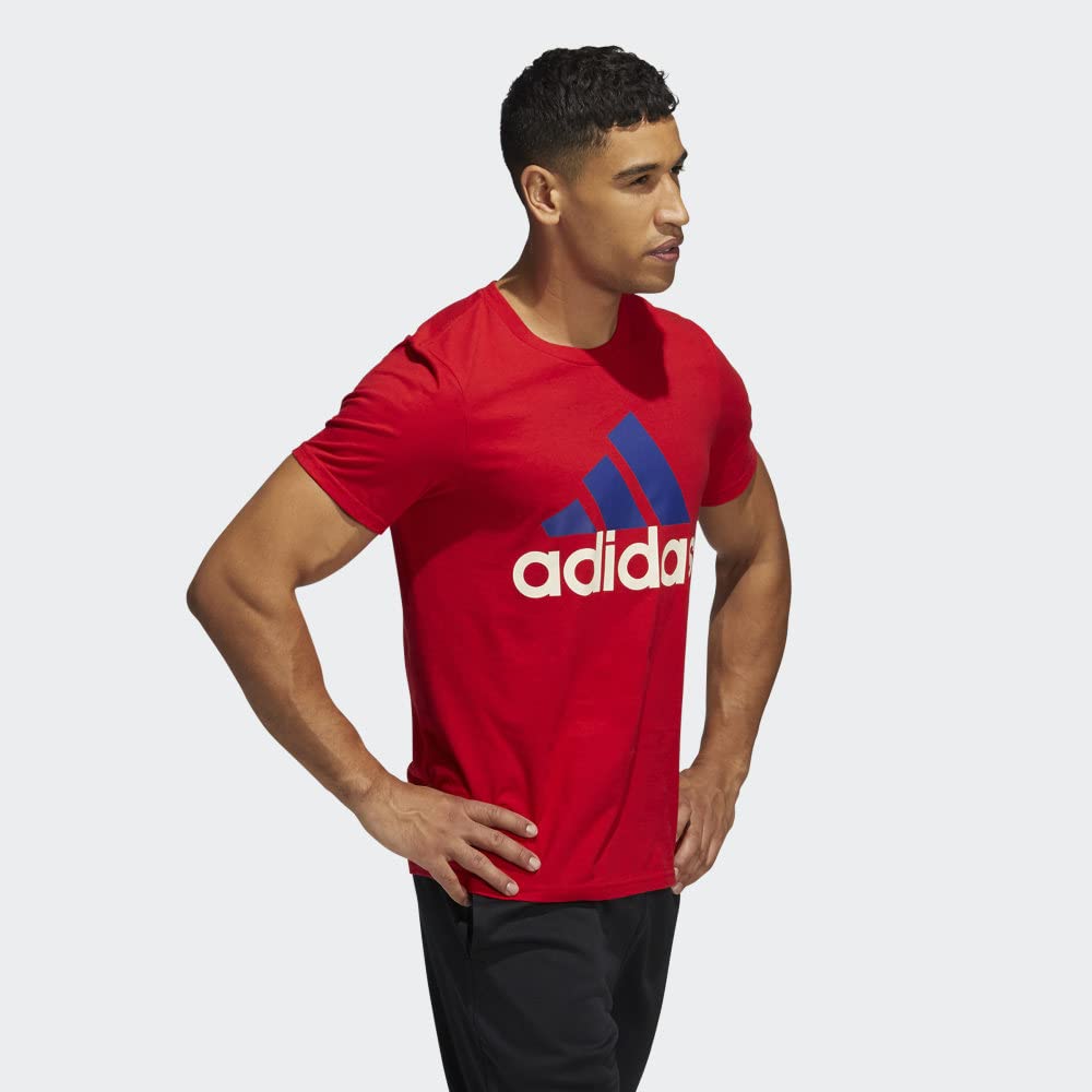 adidas Basic Badge of Sport Tee Scarlet/Victory Blue/Wonder White SM