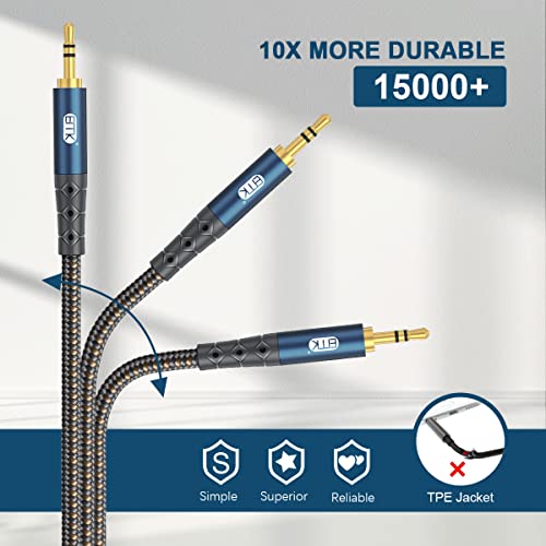 EMK Headphone Extension Cable 3.5mm AUX Extension Male to Female Stereo Audio Cable 24k-Gold Plated Connector Nylon Braided AUX Extension Cord(3.3ft/1m)