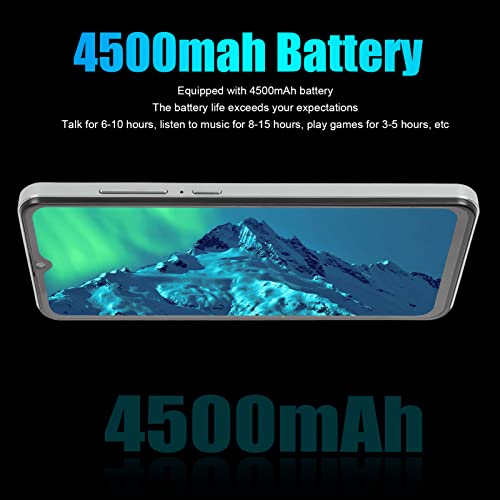 ANGGREK M13 Smartphone 6.53 Inch 6GB 128GB for Android 12 5G WiFi Mobile Phone Support 4G Network 32MP Rear Camera 16MP Front Camera 100‑240V White (US Plug)