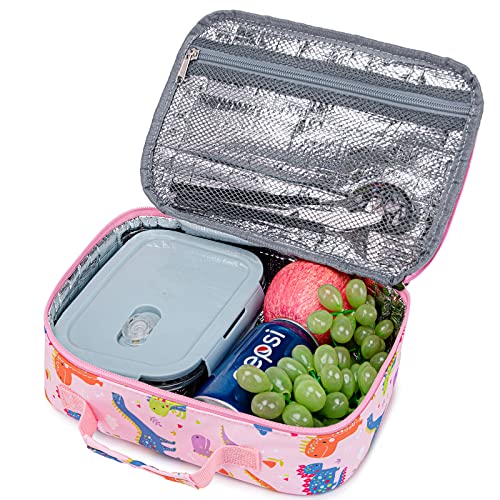 CAMTOP Kids Backpack for Girls School Bookbag with Lunch Box Set for Preschool Kindergarten Elementary (Colorful-Dinosaur)