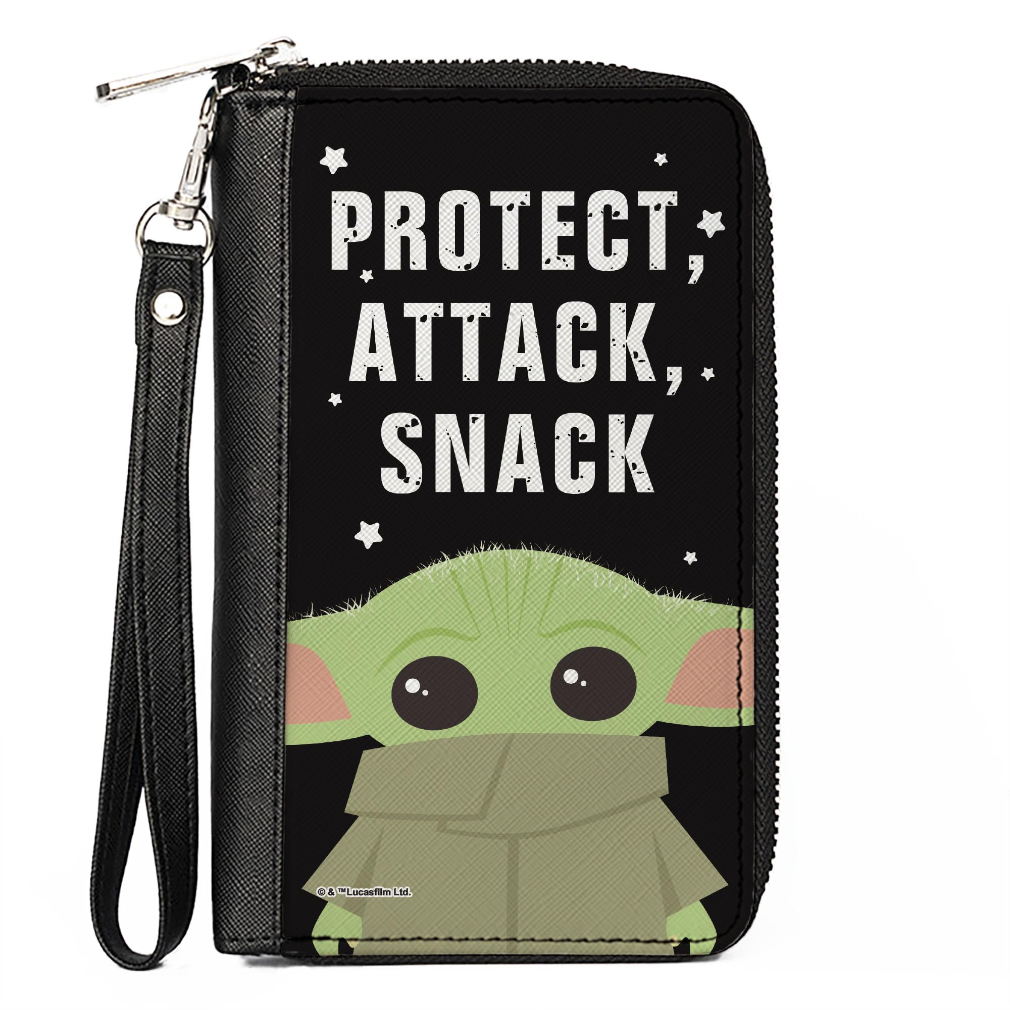 Buckle-Down Women's PU Zip Around Wallet Rectangle-Star Wars The Child, 7.5"x4.5"
