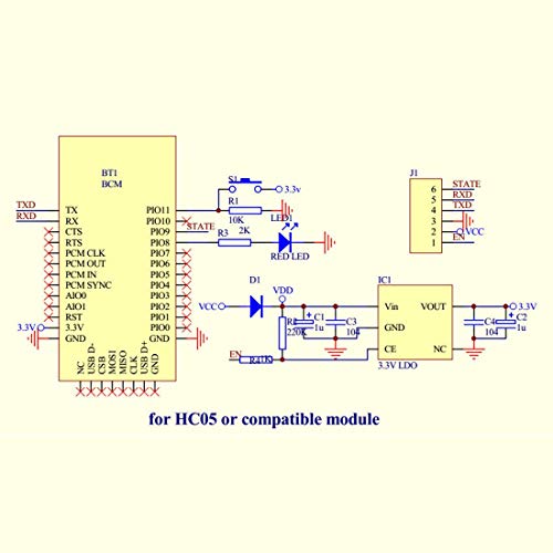 HiLetgo HC-05 Wireless Bluetooth RF Transceiver Master Slave Integrated Bluetooth Module 6 Pin Wireless Serial Port Communication BT Module for Arduino
