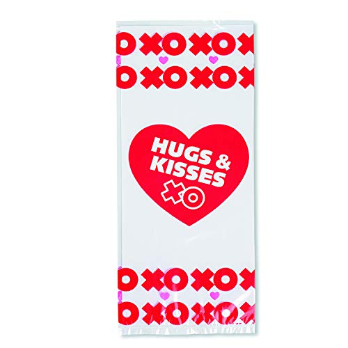 Fun Express Valentine Cello Bag Assortment (60 pieces) Valentine's Day Party Supplies, Cellophane Bags, Classroom Party Supplies