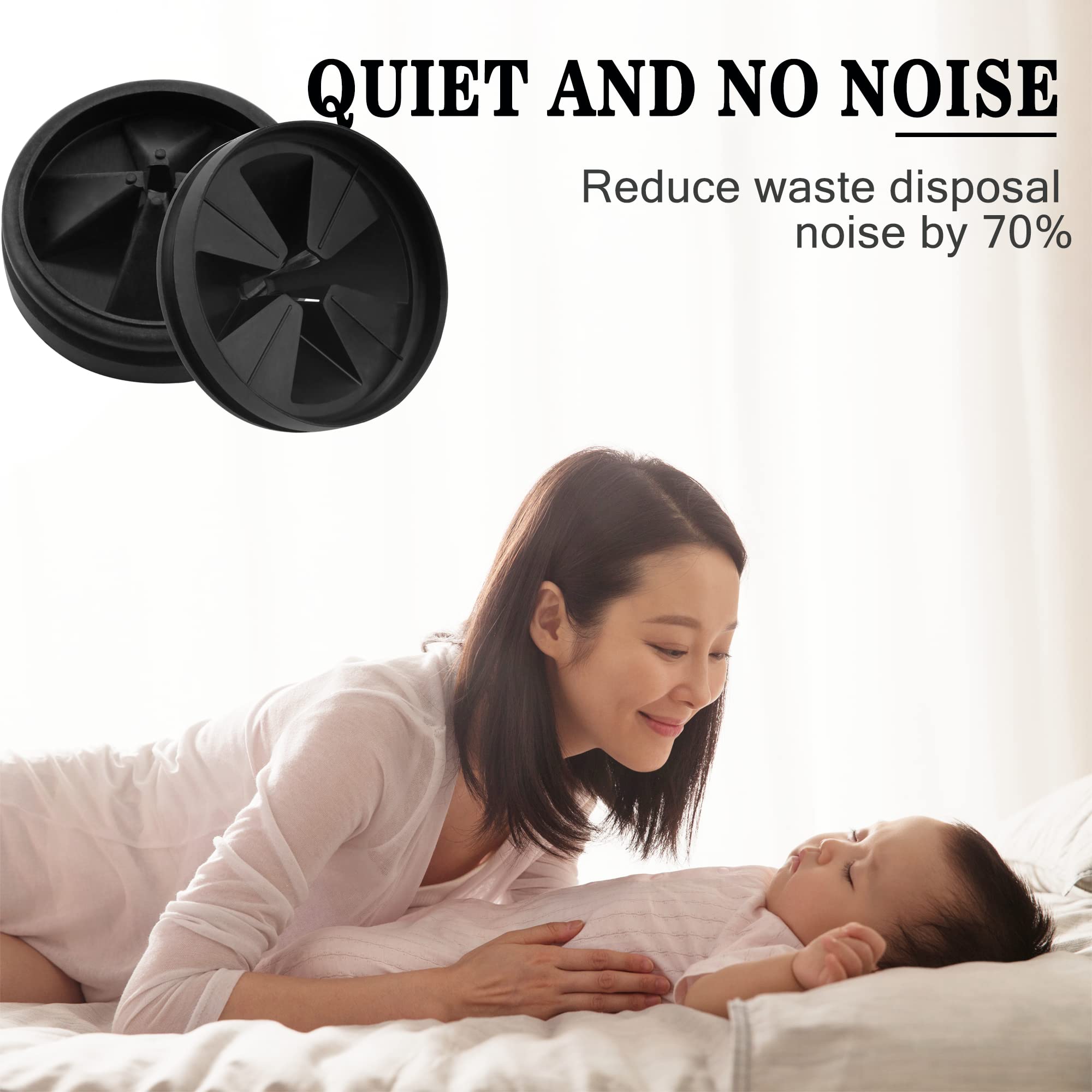 Garbage Disposal Splash Guards, 2-Pack Upgraded for InSinkErator Evolution Series QCB-AM Sink Baffle Drain Cover, Removable Quiet Collar Drain Plugs, Garbage Disposer Accessories 3 3/8" (Black 2 pcs)