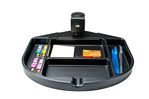 Desk Tray Add-on - CTA Desk Add-on Bundle with Keyboard Tray, Desk Organizer, Heavy-Duty Metal Keyboard, Mouse Tray, Organizer Tray Compartments, and Cable Routing Column (PC-DAB) - Black