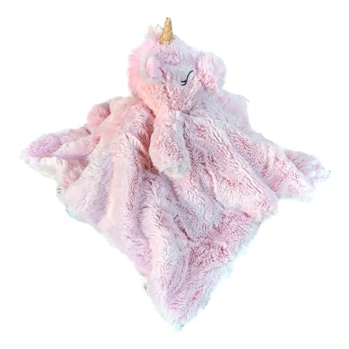 SONA G DESIGNS Unicorn Lovey Lovie Security Blanket with Rattle -Can be Custom Personalized (Pink Unicorn with Embroidered Name)