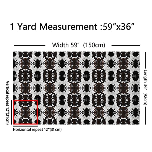 Cowhide Patterns Farmhouse Style Decorative Fabric for Upholstery,Highland Cattle Cow Skin Print Outdoor Fabric by The Yard,Brown White Animal Theme Fabric for Home Decor,3 Yards