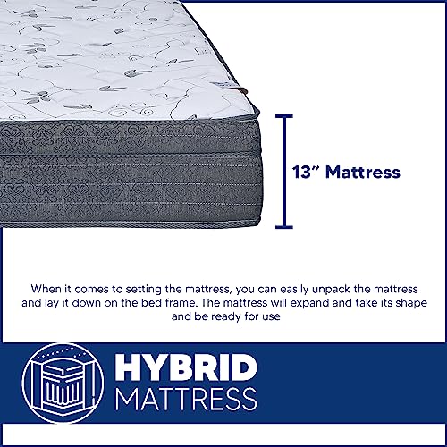 Spring Solution 13-Inch Extra Firm Foam Encased Eurotop Hybrid Mattress, Full XL, Black