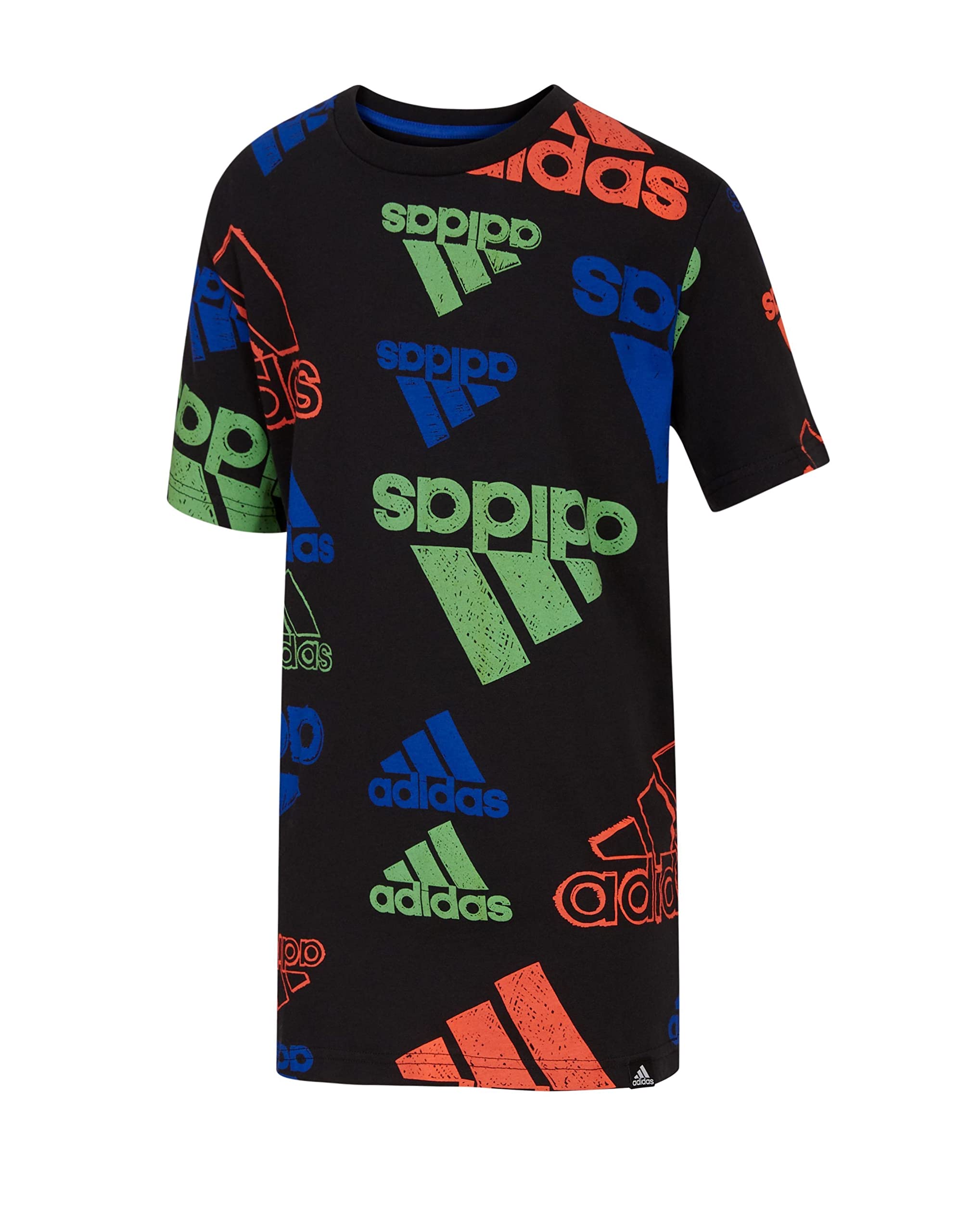 adidas Boys' Brand Love Sketch T-Shirt (X-Large, Black/Multi)