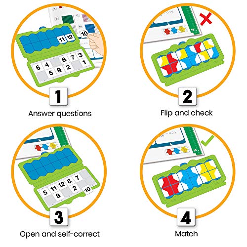 hand2mind VersaTiles Math Practice Take Along Set for Third Grade, Self-Checking Workbook, Homeschooling Games, Case Included, Homeschool Curriculum, 3rd Grade Math Workbook, Homeshool Supplies