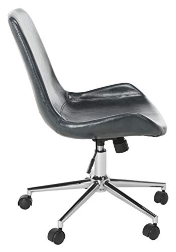 SAFAVIEH Home Collection Fletcher Dark Grey Faux Leather/ Chrome Swivel Adjustable Height Office Desk Chair