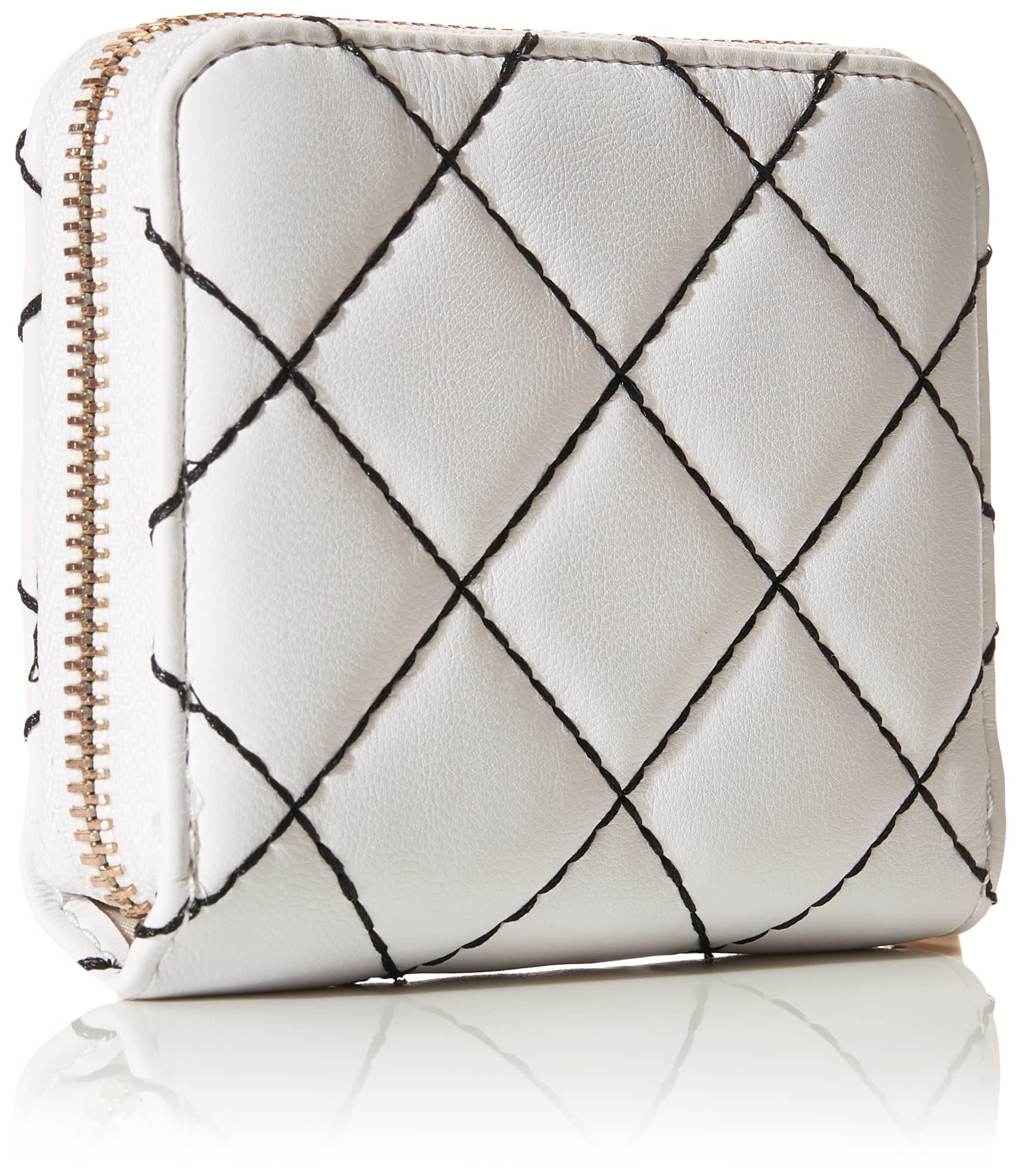 GUESS womens Cessily Small Zip Around Wallet, White Multi, one size US