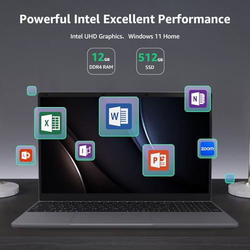 ApoloSign 15.6'' Laptop Computer, Quad-Core Intel Celeron N5095 Processors, 12GB DDR4, 512GB SSD, 1080P FHD Display, Windows 11 Laptops Computers, Ultra Slim, 170° Open AngleI, Long Battery Life