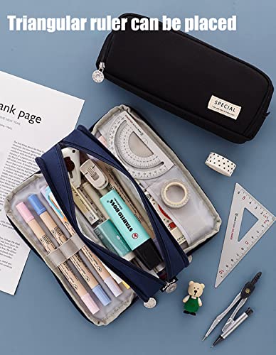 EHOPE Large Capacity Pencil Case Big Capacity Pouch Portable Large Storage Pen Case Pencil Bag for Office Travel Holder Box (Balck)