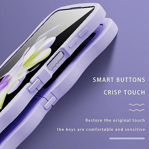 Eiavike Phone Case for Samsung Galaxy Z Flip 5 2023, Soft Silicone Solid Color Curly Wave Frame [with Non-Slip Hinge] Shockproof Protective Cover for Galaxy Z Flip 5 5G - Cream White