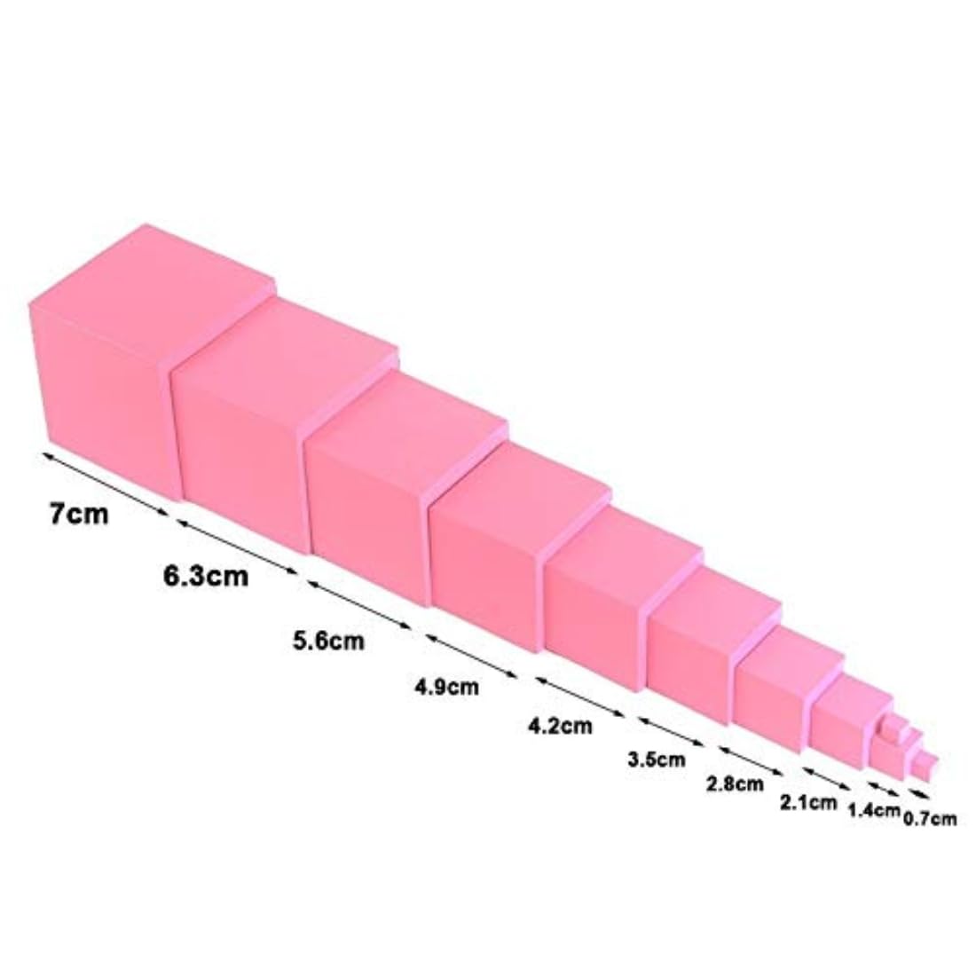 danni Montessori Kids Wood Math Toy Pink Tower Solid Wood Cube 0.7-7CM Early Preschool Educational Toys Christmas Children Day Gifts
