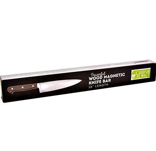 Green Direct 16 inch Magnetic Knife Holder, Use as A Wood Knife Storage Bar, Utensil Holder, Tool Holder, Art Supply Organizer & Kitchen Organizer