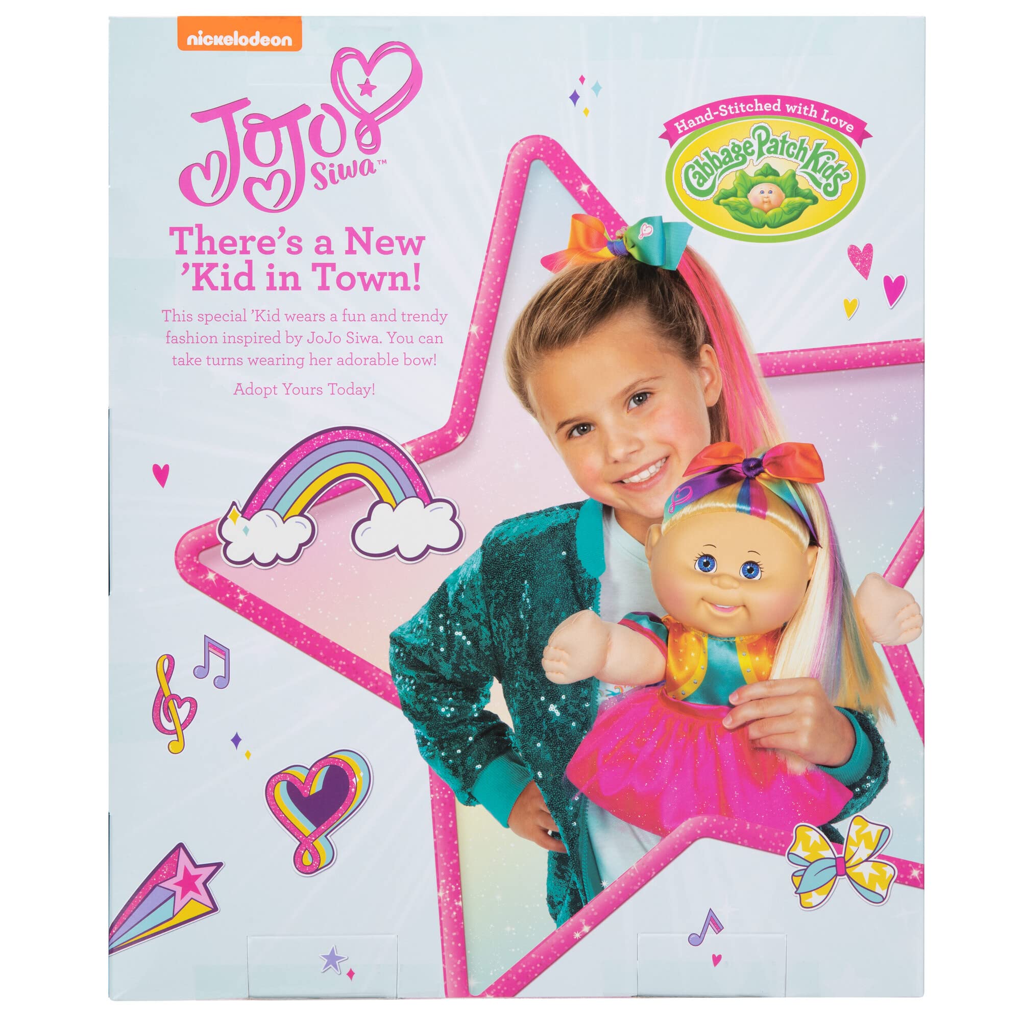 Cabbage Patch Kids - JoJo Siwa Doll - 14” Plush Toy - Includes Sparkly Dress, Jeweled Bodice - Pink and Blue Highlights with Giant Hair Bow – with Birth Certificate, Date, Time - Amazon Exclusive