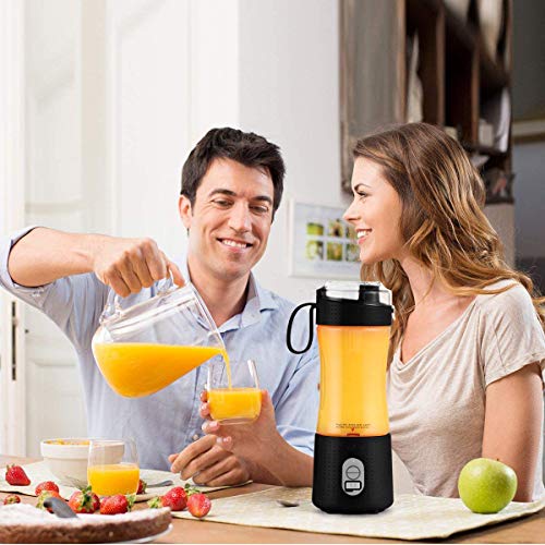 Handzee Portable Mini Blender - 13Oz USB Rechargeable Personal Size Blender | 6 Blades BPA-Free Plastic Cup Juicer For Shakes and Smoothies | Small Blender For Home Sports Outdoors Travel Blender