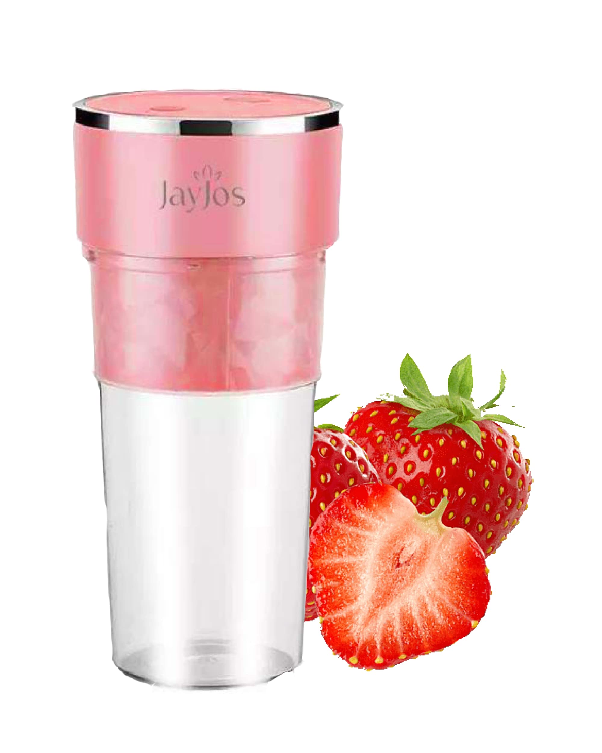 JayJos Portable Blender Smoothie Juicer Cup USB Rechargeable Home Travel Personal Mini size, Electric Powerful Sports (Pink)