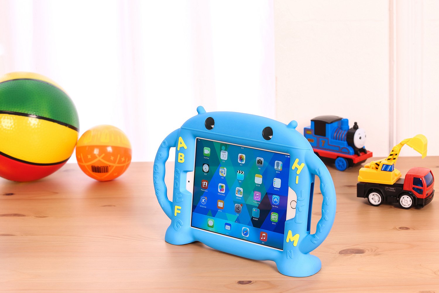 Kids Case for iPad Mini 5/4/3/2/1 Shockproof Silicone Protective Cover Handle Stand Case Fit Apple New iPad Mini 5th Generation 7.9" 2019 [CHINFAI Cartoon Robot Series] (Blue)