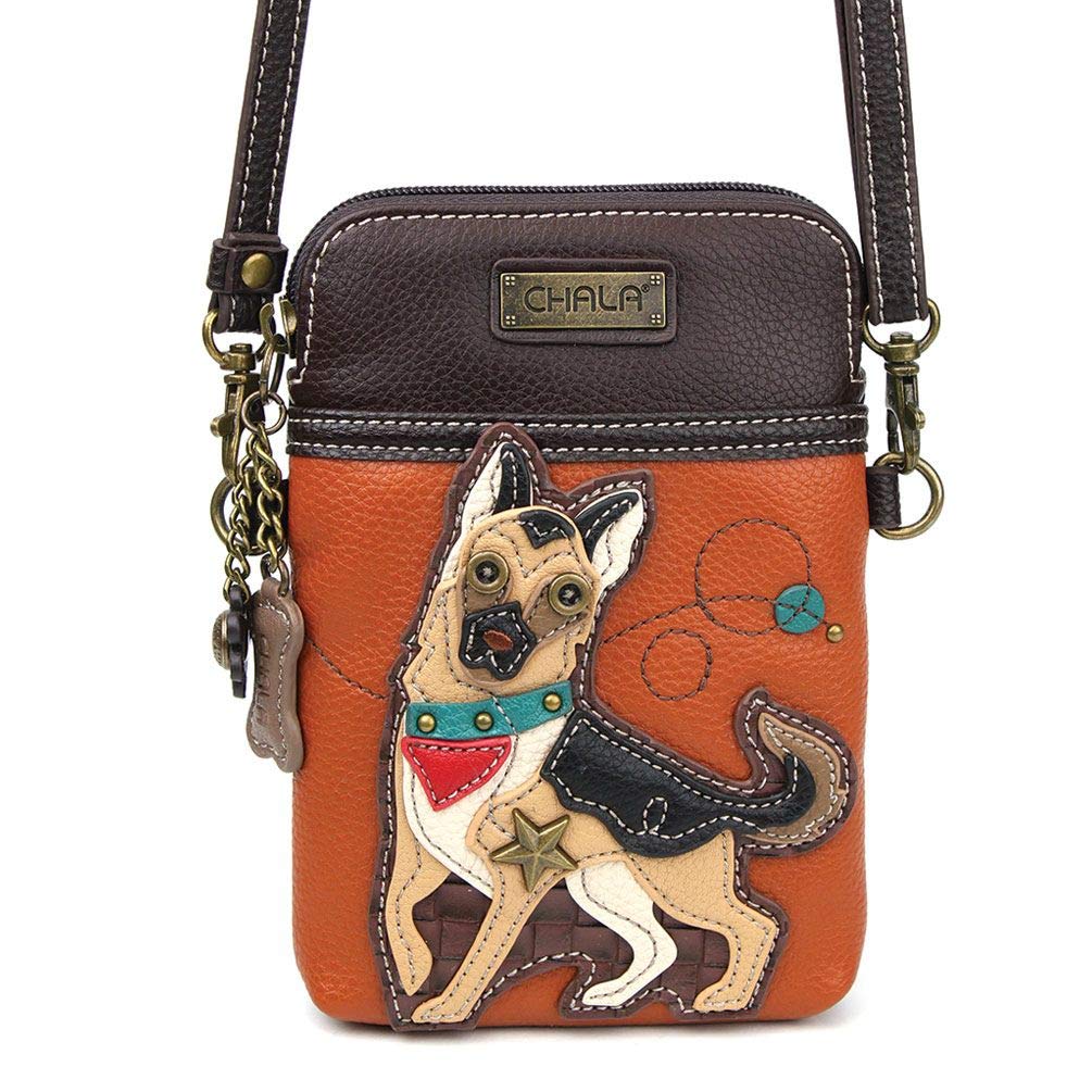 Chala Handbags German Shepherd Cellphone Crossbody Handbag - Convertible Strap German Shepherd Mom