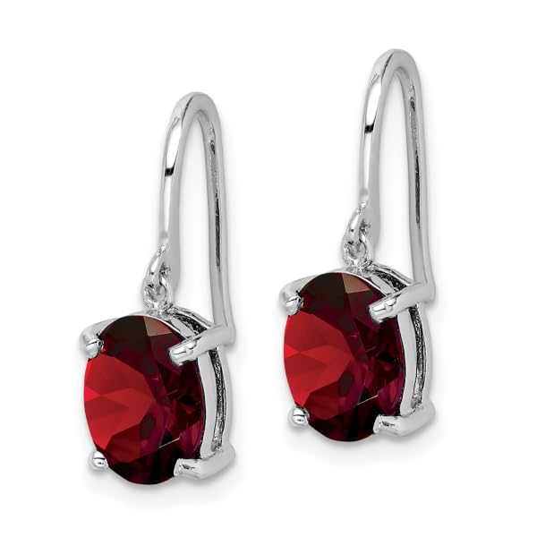 925 Sterling Silver Red Garnet Wire Drop Dangle Earrings