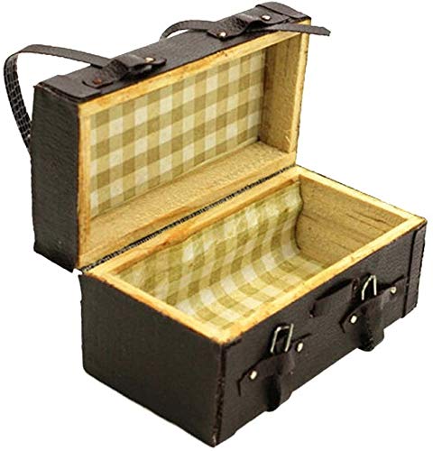 EatingBiting Dollhouse Miniature Doll Furniture Accessories 1:12 Dollhouse Miniature Vintage Brown Lugguage Box Trunk case Bag, Can Open and Close, Retro Elegant Vivid