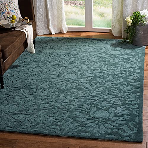 SAFAVIEH Total Performance Collection Accent Rug - 3' x 5', Ivory, Hand-Hooked Damask, Non-Shedding & Easy Care, Ideal for High Traffic Areas in Entryway, Living Room, Bedroom (TLP714F)